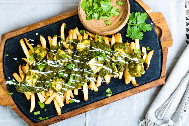 Homemade Palak Paneer Loaded French Fries - Piper Cooks