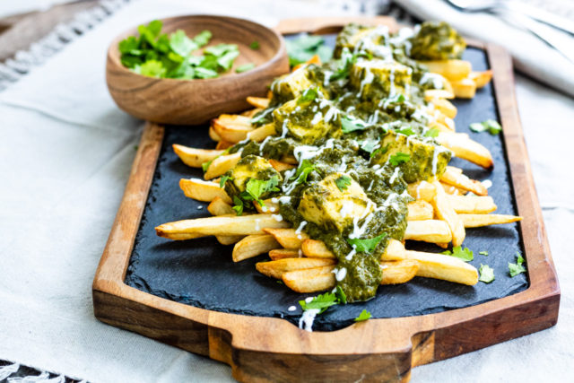 Homemade Palak Paneer Loaded French Fries - Piper Cooks