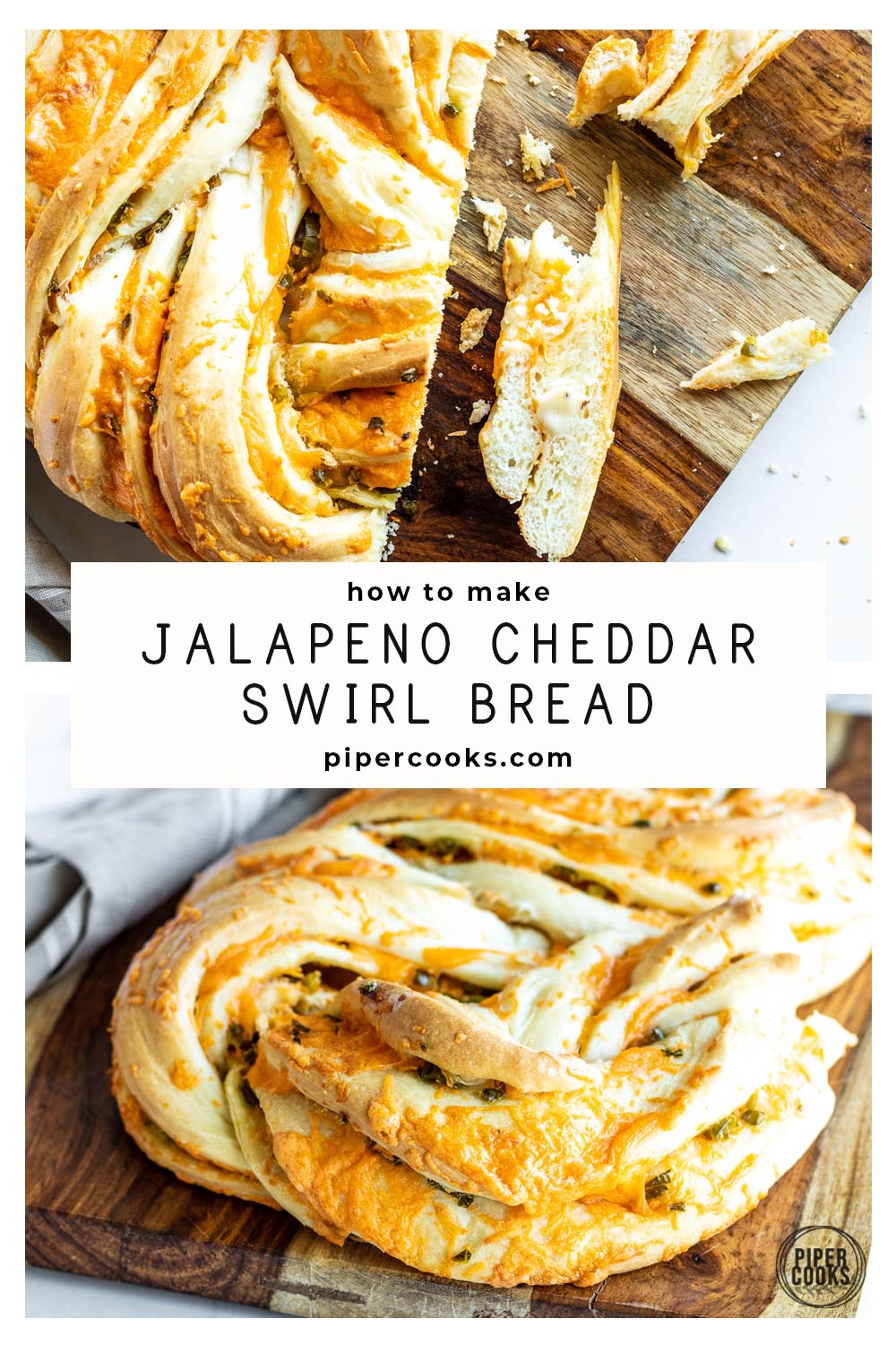 Jalapeño + Cheddar Cheese Swirl Bread Loaf - Piper Cooks