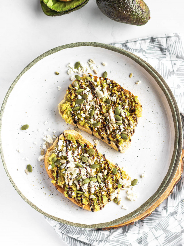 Avocado Toast with Feta Cheese and Balsamic Glaze - Piper Cooks