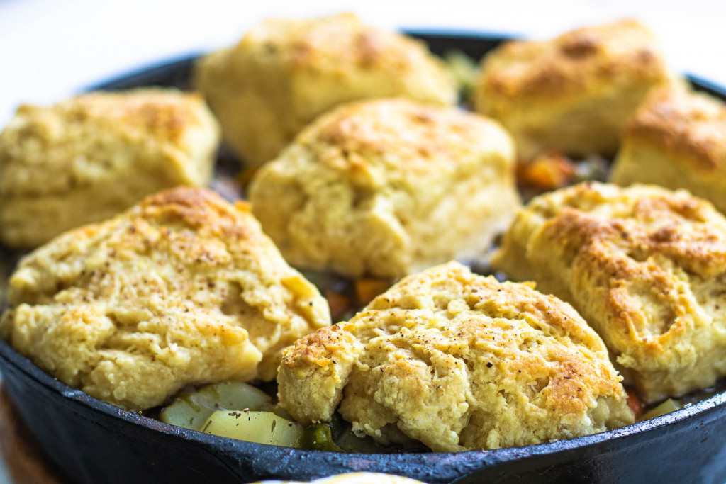 Vegan Pot Pie with Jackfruit and Vegan Biscuits - Piper Cooks