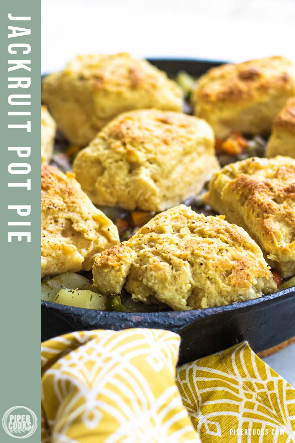 Vegan Pot Pie with Jackfruit and Vegan Biscuits - Piper Cooks