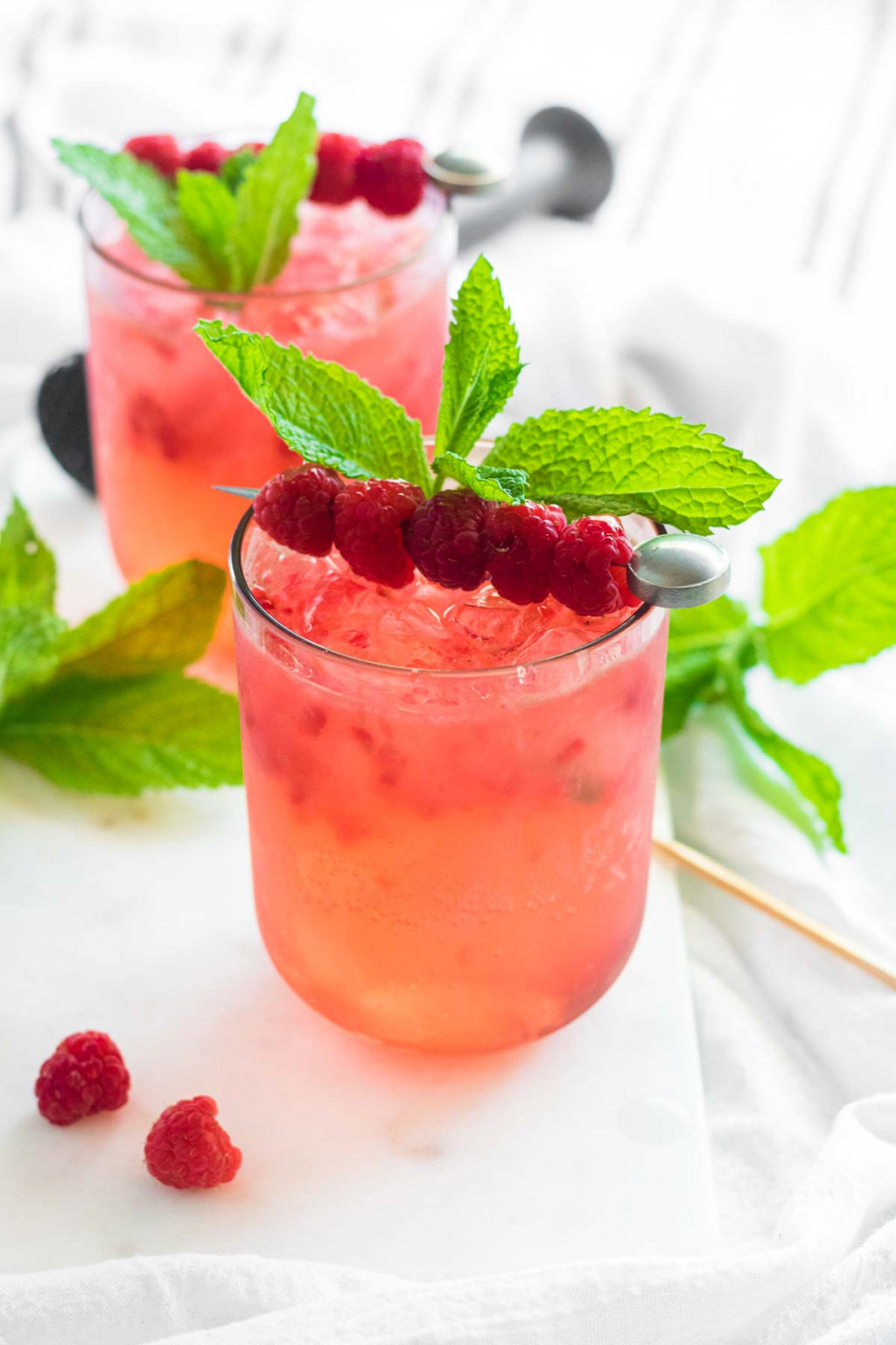 Raspberry Collins with Vodka and Mint - Piper Cooks