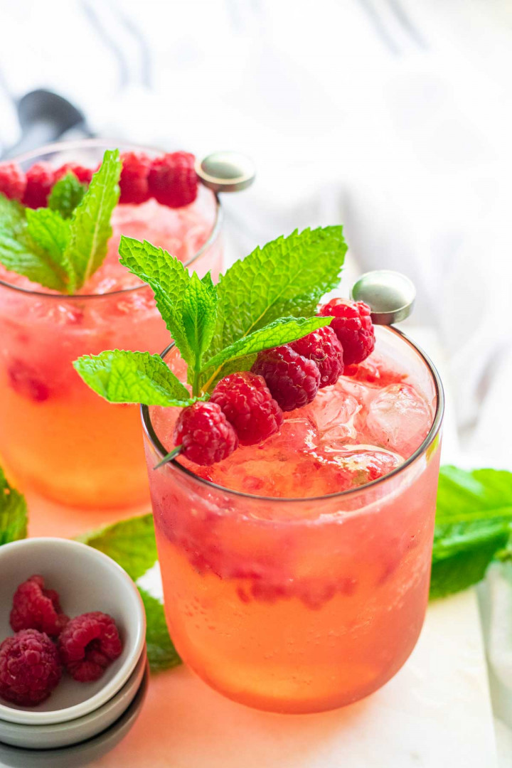 Raspberry Collins with Vodka and Mint - Piper Cooks