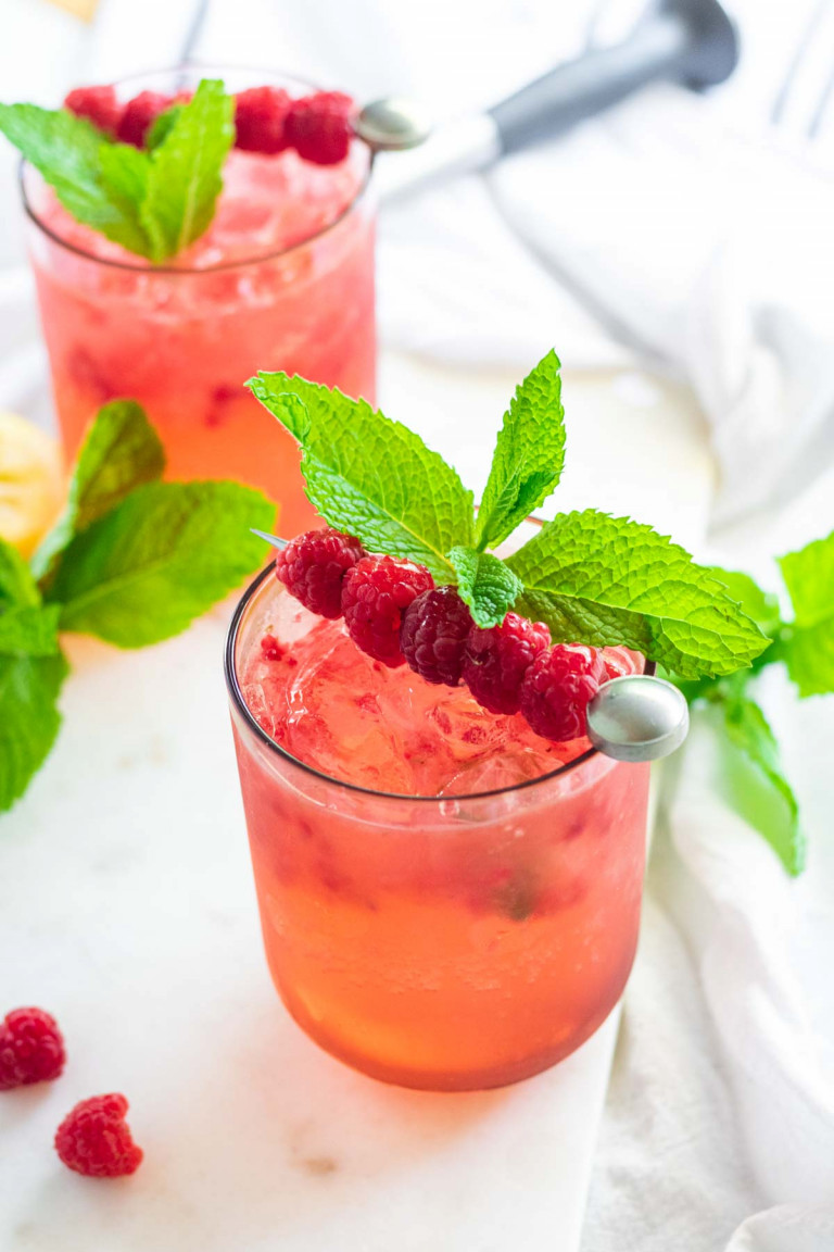 Raspberry Collins with Vodka and Mint - Piper Cooks