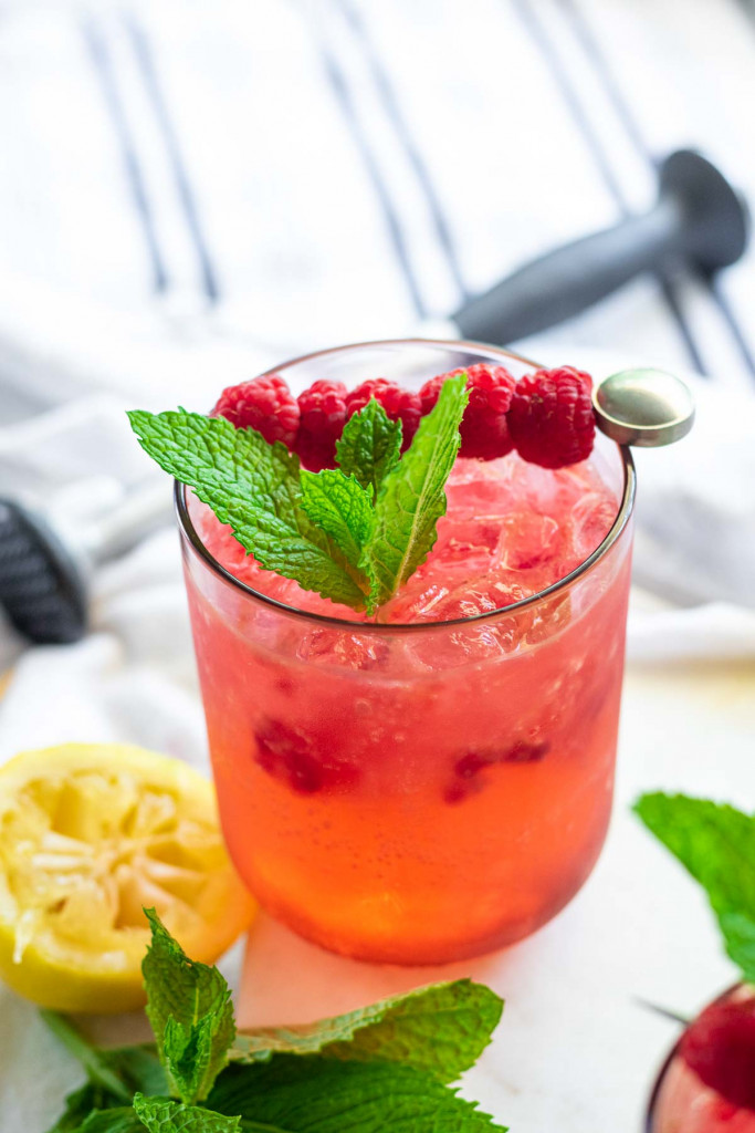 Raspberry Collins with Vodka and Mint - Piper Cooks