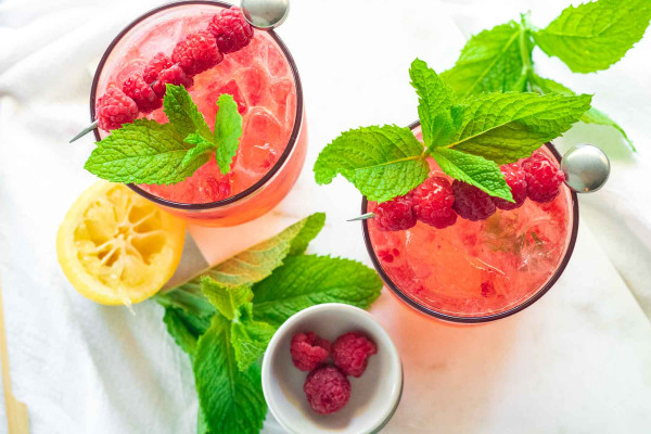 Raspberry Collins with Vodka and Mint - Piper Cooks