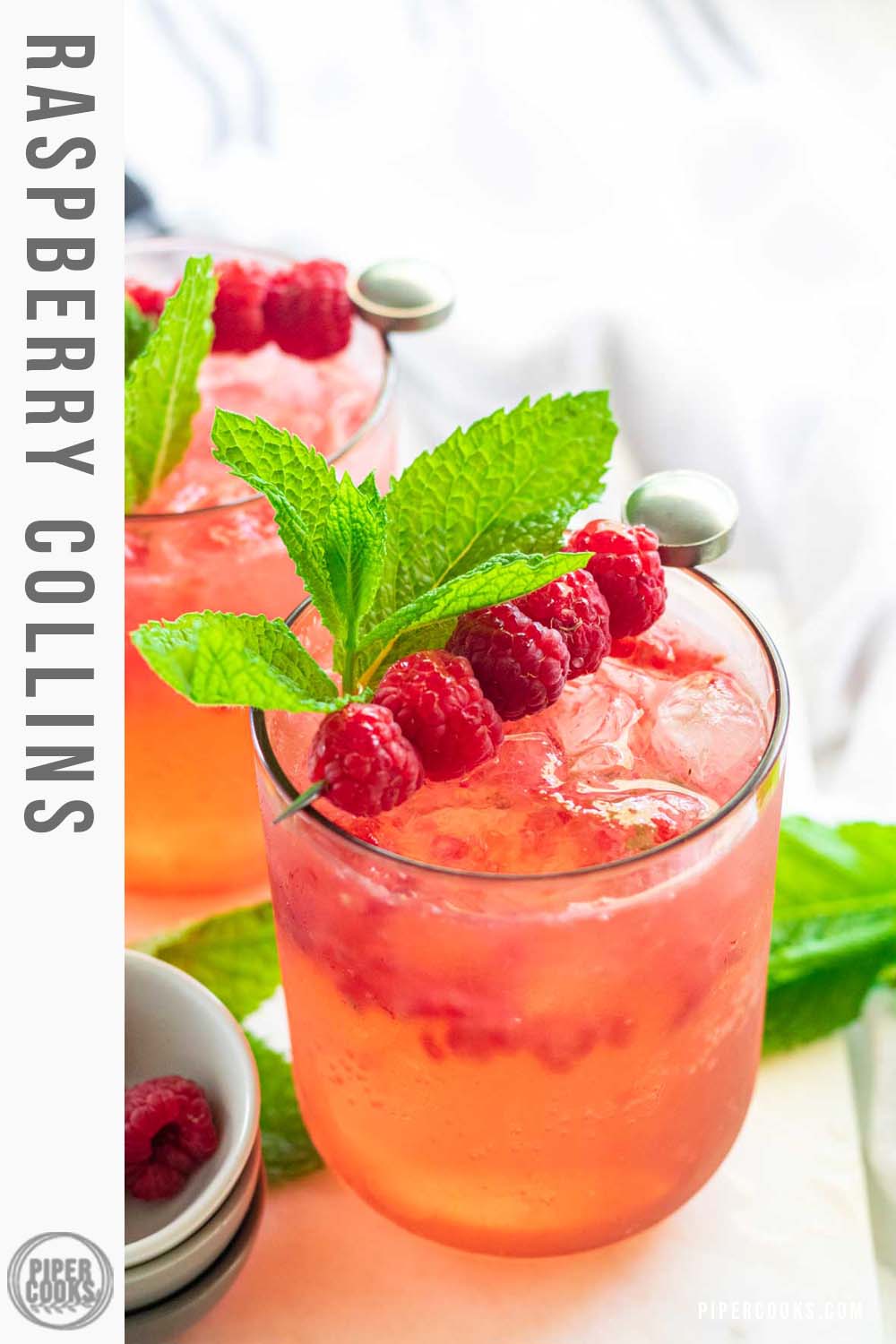 Raspberry Collins with Vodka and Mint - Piper Cooks