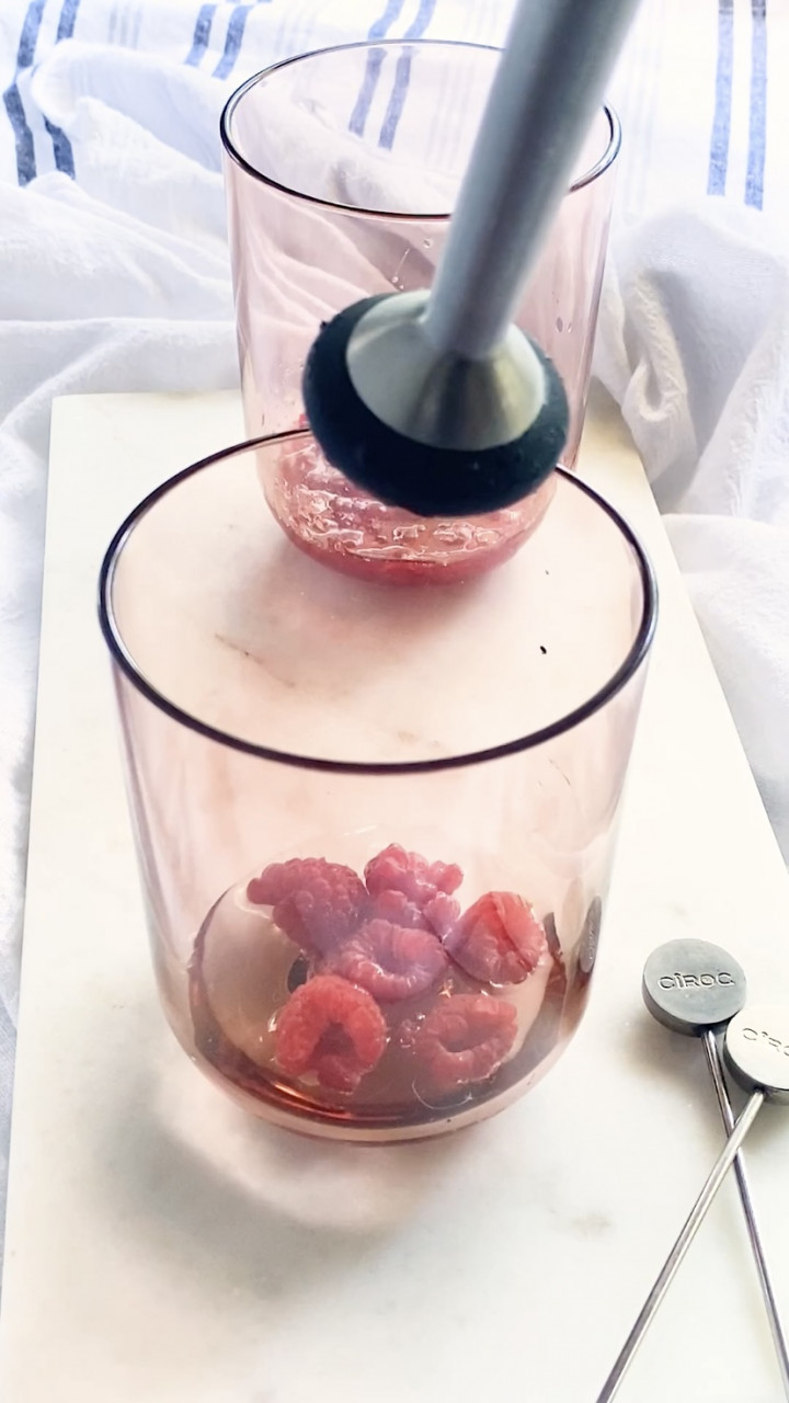 Raspberry Collins with Vodka and Mint - Piper Cooks