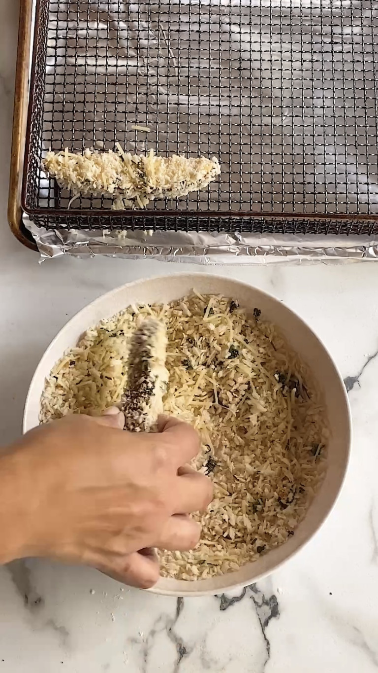 Air Fryer Parmesan & Panko Portobello Fries - Piper Cooks