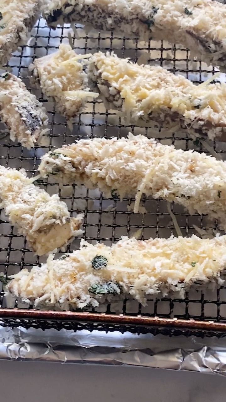 Air Fryer Parmesan & Panko Portobello Fries - Piper Cooks