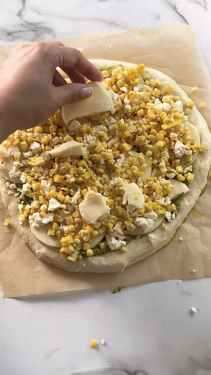 Corn Pizza with Roasted Poblano Sauce - Piper Cooks