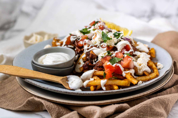 Oyster Mushroom Shawarma Fries - Piper Cooks
