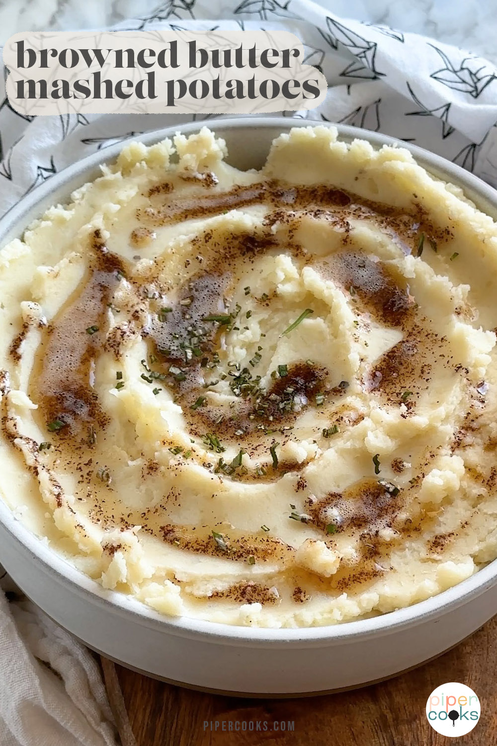 Browned Butter Mashed Potatoes with Thyme - Piper Cooks