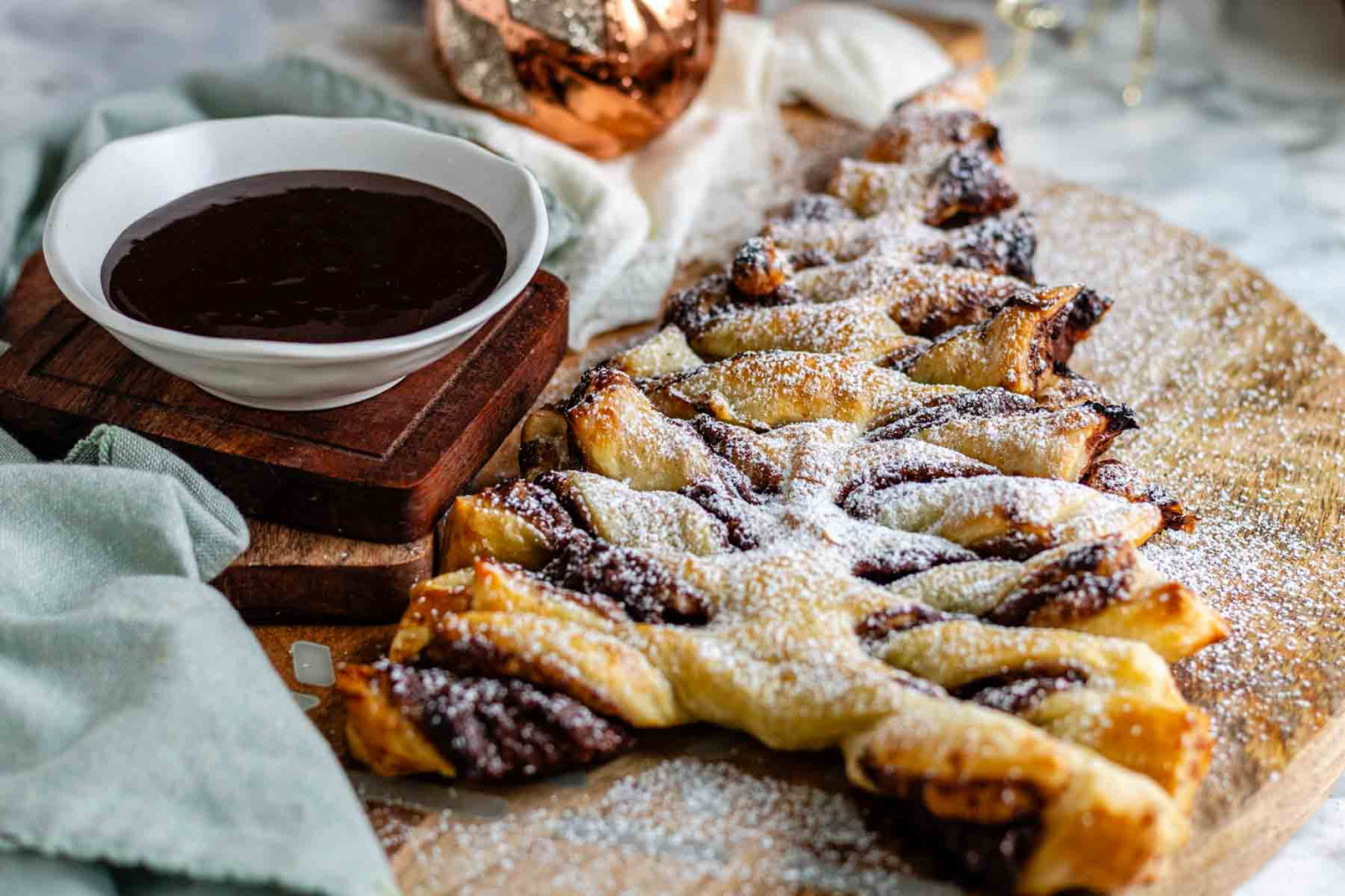 3 Ingredient Nutella Puff Pastry Tree with Nutella Dip - Piper Cooks