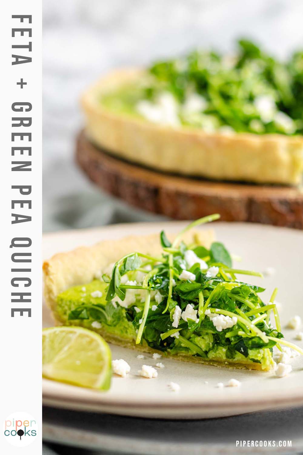 Green Pea and Feta Cheese Quiche with Avocado Pastry - Piper Cooks