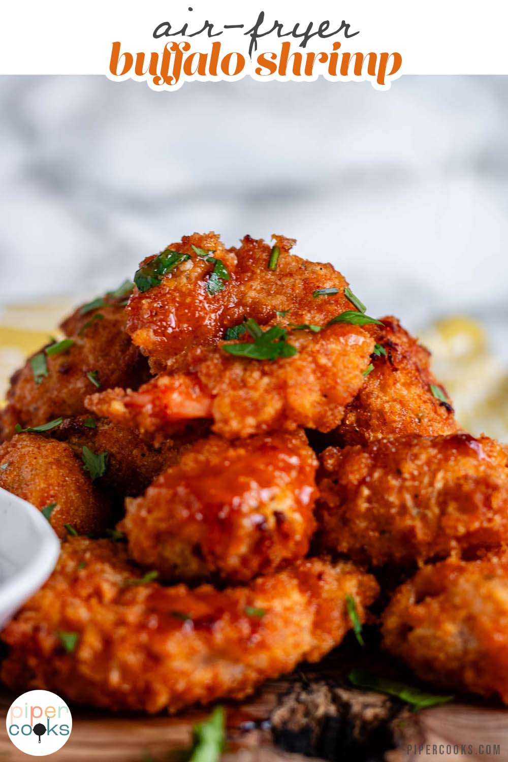 Air Fryer Jumbo Buffalo Shrimp Recipe - Piper Cooks