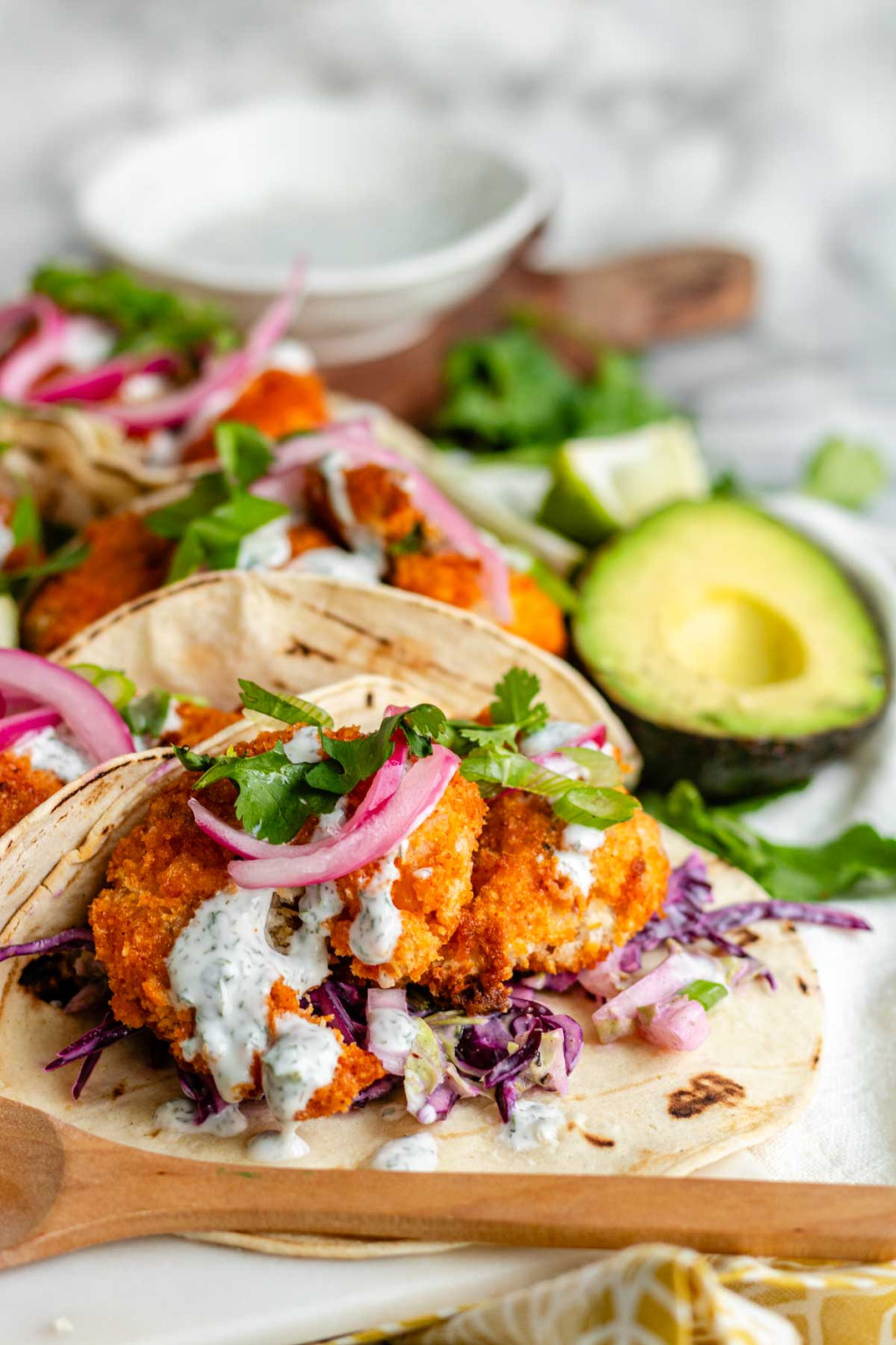 Quick and Easy Crispy Buffalo Shrimp Tacos - Piper Cooks