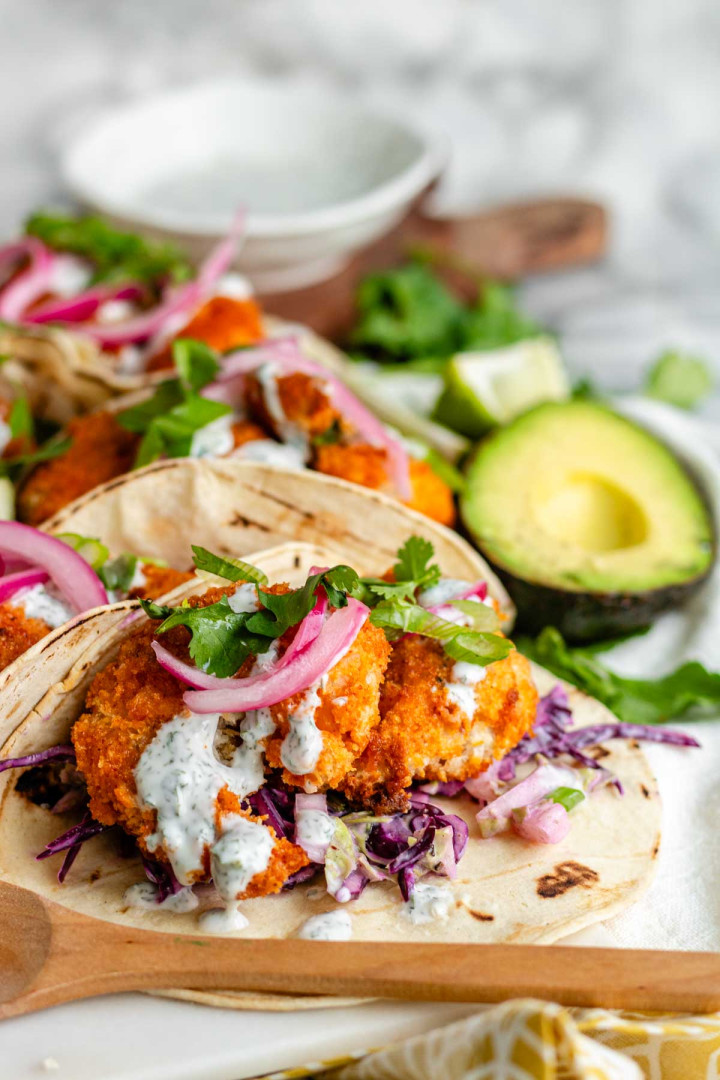 Quick and Easy Crispy Buffalo Shrimp Tacos - Piper Cooks