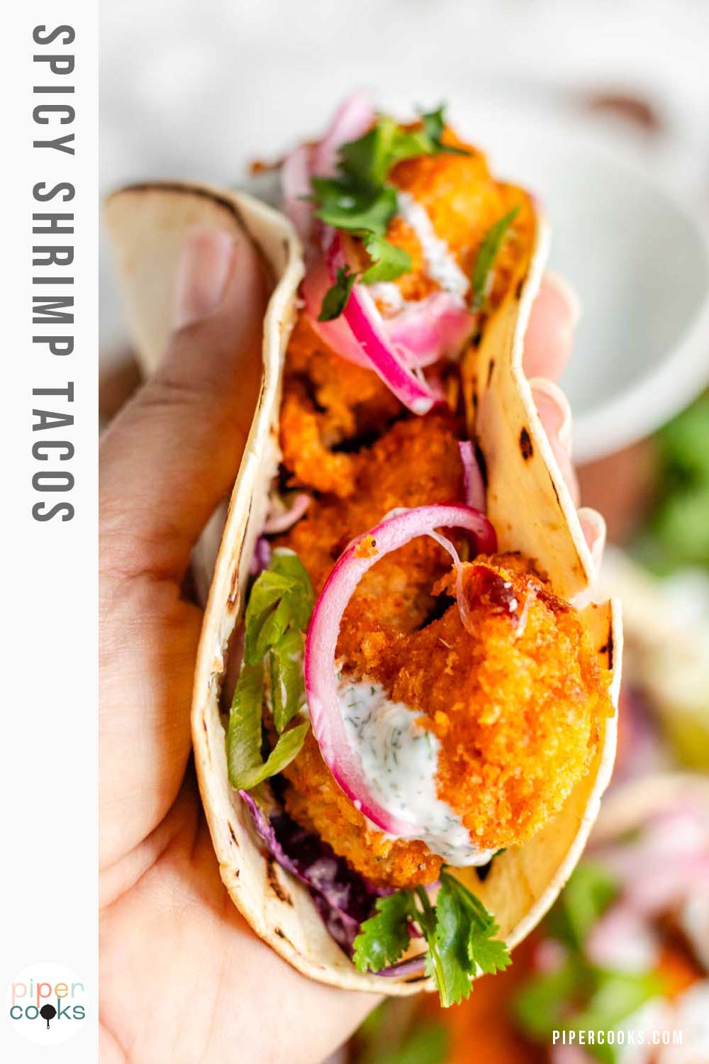 Quick and Easy Crispy Buffalo Shrimp Tacos - Piper Cooks