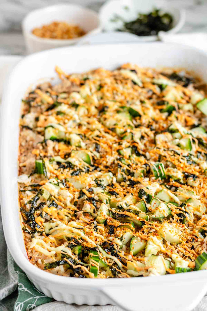 Easy Tuna Sushi Bake with Spicy Mayo - Piper Cooks