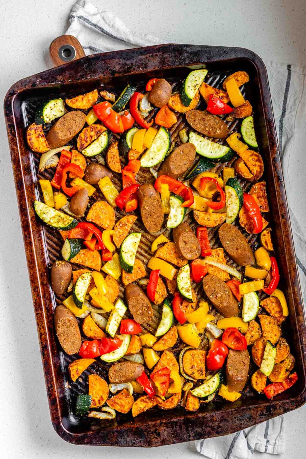 Sheet Pan Sausage and Sweet Potatoes - Piper Cooks